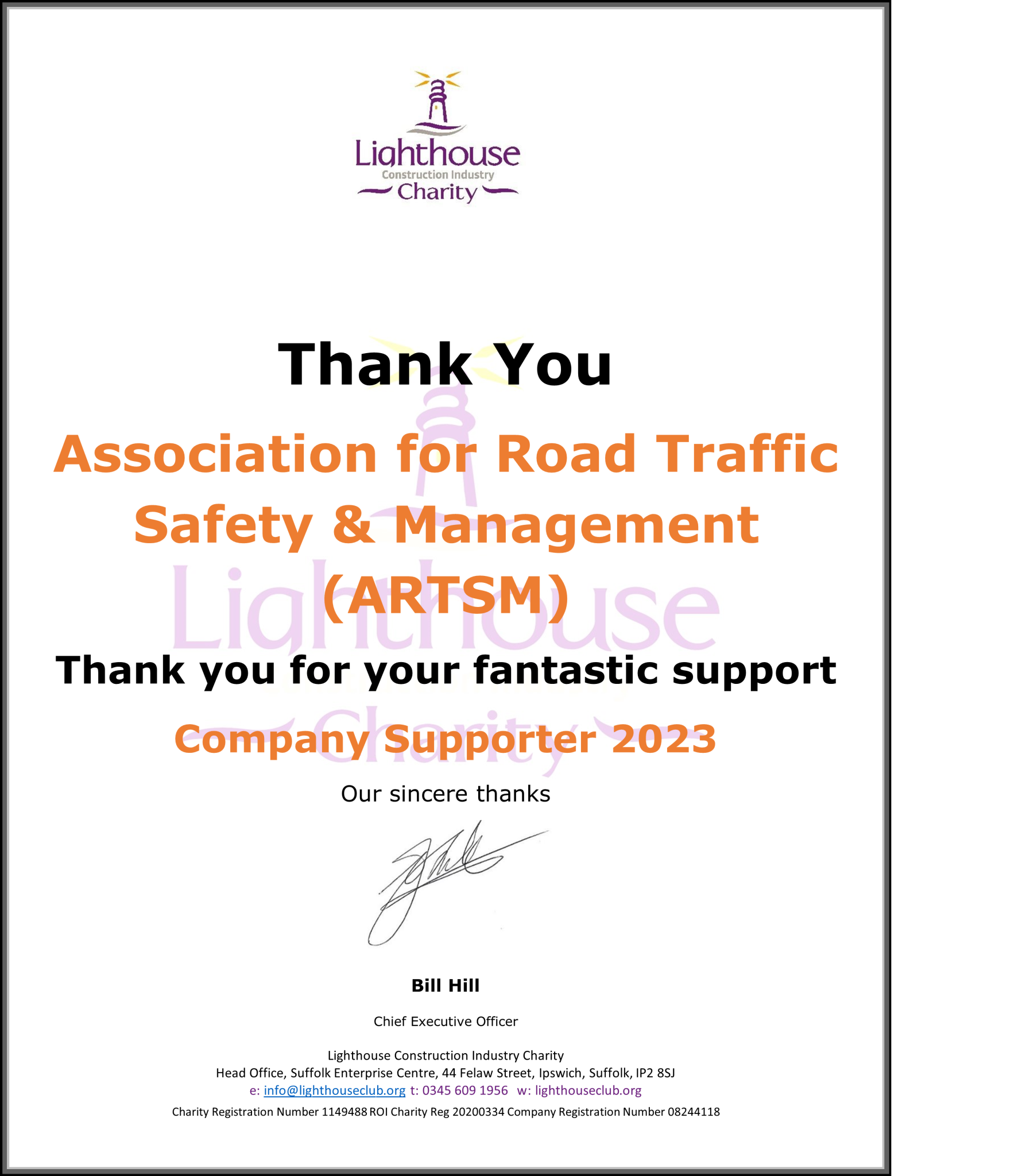 Lighthouse Charity ARTSM Charity of the Year | ARTSM